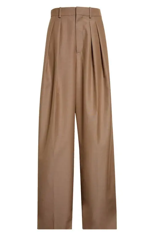Saint Laurent Pleated Wool & Mohair Wide Leg Pants