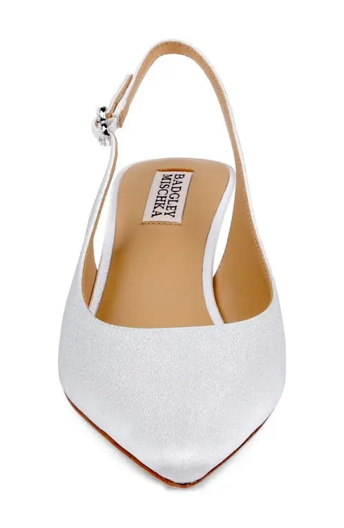 Badgley Mischka Ruthie Slingback Pointed Toe Pump - White Crepe