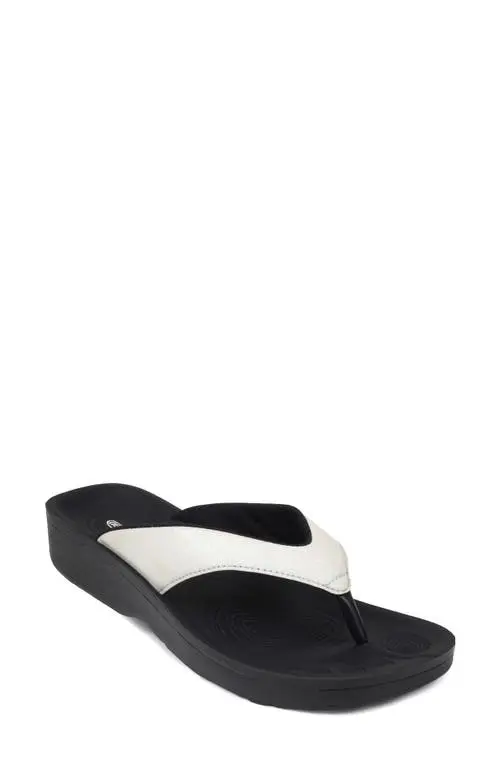 AEROTHOTIC Crystal Mist Embellished Flip Flops - White