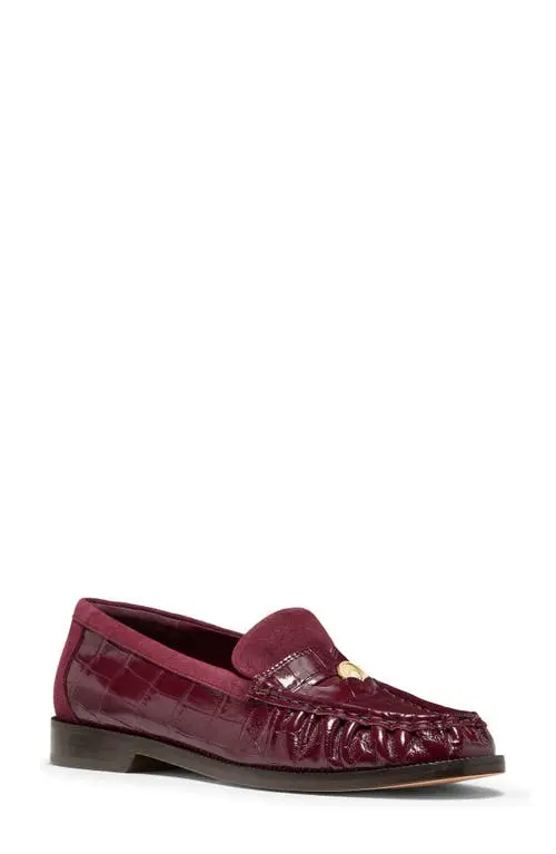 Kate Spade New York Penny Croc Embossed Leather Loafer - Cherry Juice