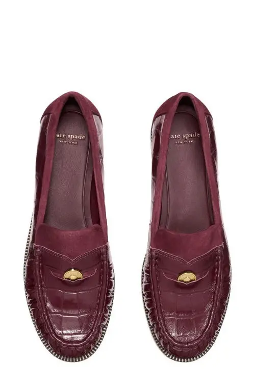 Kate Spade New York Penny Croc Embossed Leather Loafer