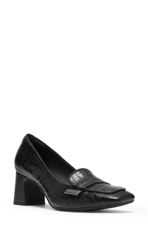 Clarks Fernie Edge Croc Embossed Leather Pump - Black Croc