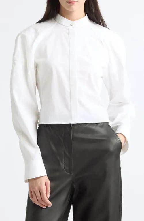 Helmut Lang Cotton Poplin Band Collar Shirt - White