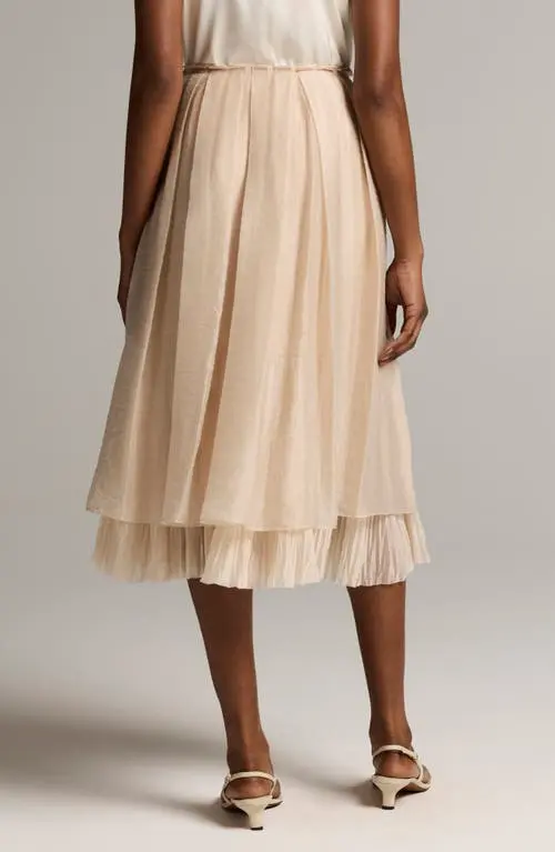 Vince Pleated Layered Midi Skirt