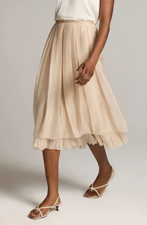 Vince Pleated Layered Midi Skirt