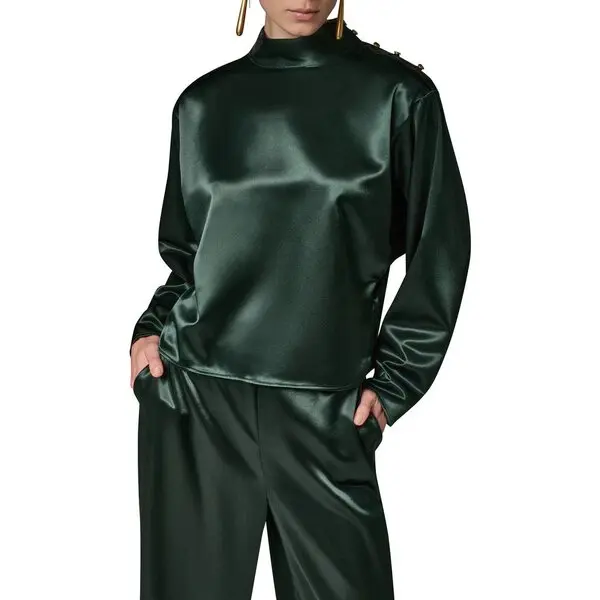 Donna Karan New York Satin High Neck Cape Top - Blk Forest