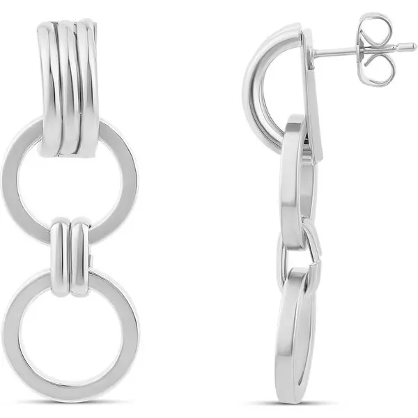 SHYMI Round Link Drop Earrings - Silver