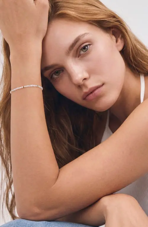 ST. MORAN 14k Yellow Gold Plated Moonstone Beaded Bracelet