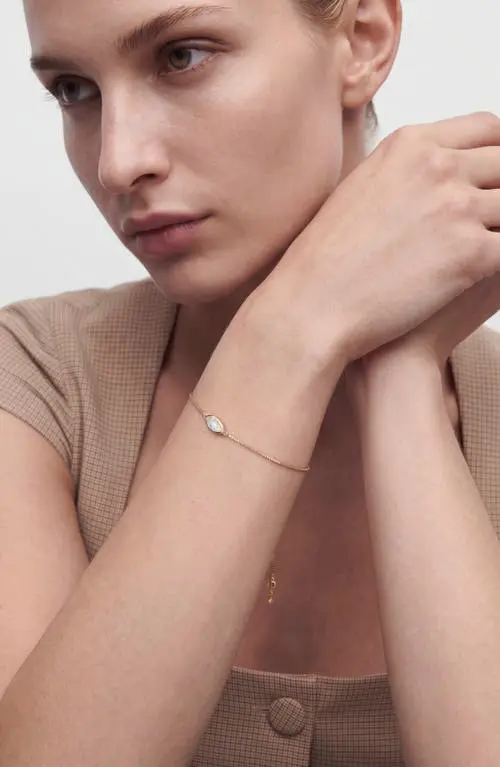ST. MORAN 14k Gold Plate Moonstone Slider Bracelet
