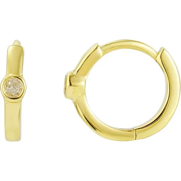 ST. MORAN Diamond Bezel Huggie Hoop Earrings