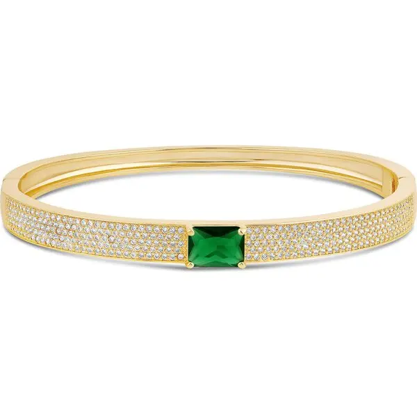 SHYMI Pavé Bangle With Center Stone - Green