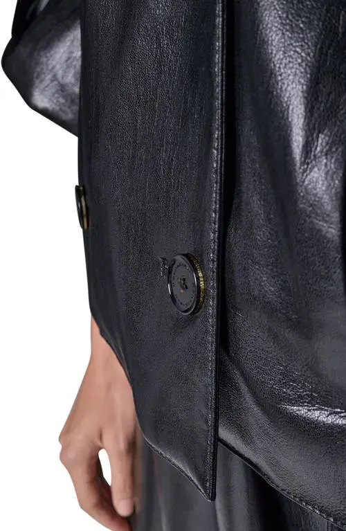 Donna Karan New York Roll Sleeve Faux Leather Jacket