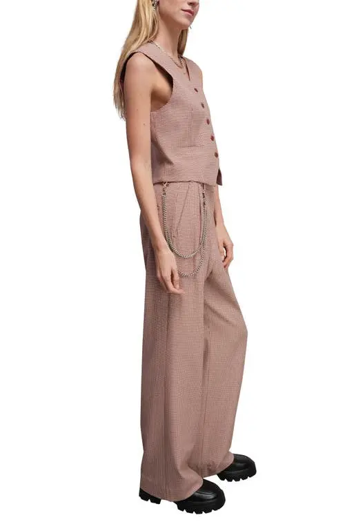 WILDFANG The Empower Houndstooth Wide Leg Trouser