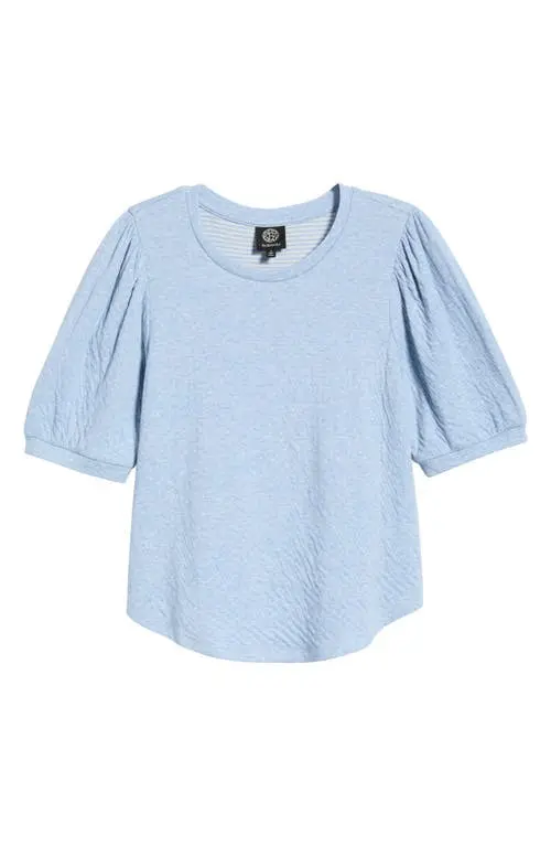 Bobeau Puff Sleeve Textured Cotton T-shirt