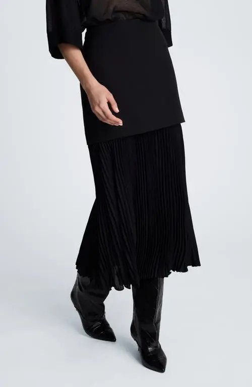 KENNETH COLE Pleated Layered Midi Skirt