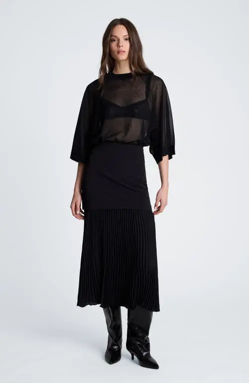KENNETH COLE Pleated Layered Midi Skirt