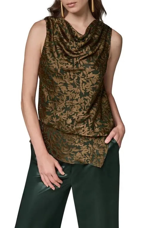 Donna Karan New York Drape Neck Burnout Top - Black Fore