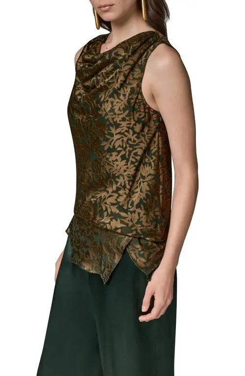 Donna Karan New York Drape Neck Burnout Top