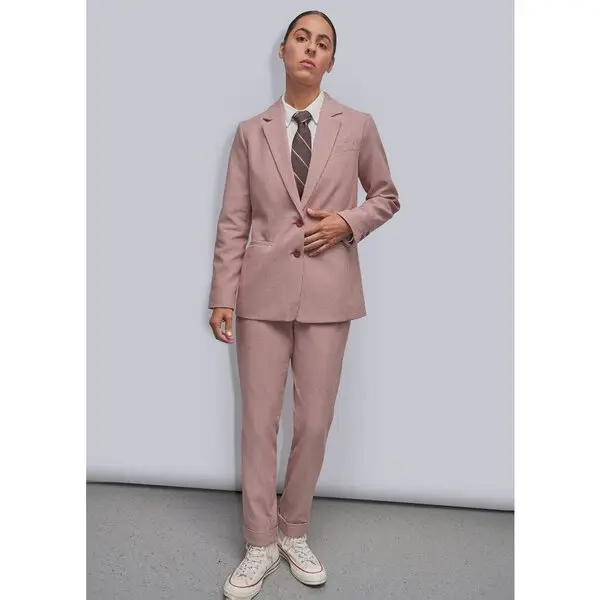 WILDFANG The Empower Houndstooth Notch Lapel Blazer - Cinnamon/oat
