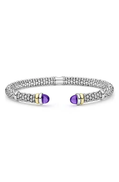 Lagos Caviar 18k Gold & Sterling Silver Green Quartz 7-inch Torque Bracelet - Amethyst