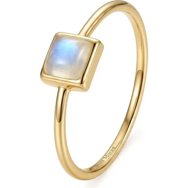 ST. MORAN 14k Yellow Gold Plated Square Moonstone Ring - White/gold