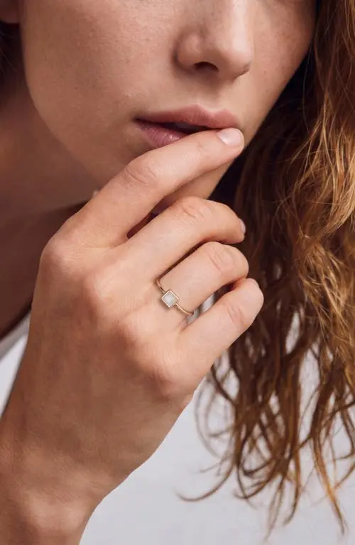 ST. MORAN 14k Yellow Gold Plated Square Moonstone Ring