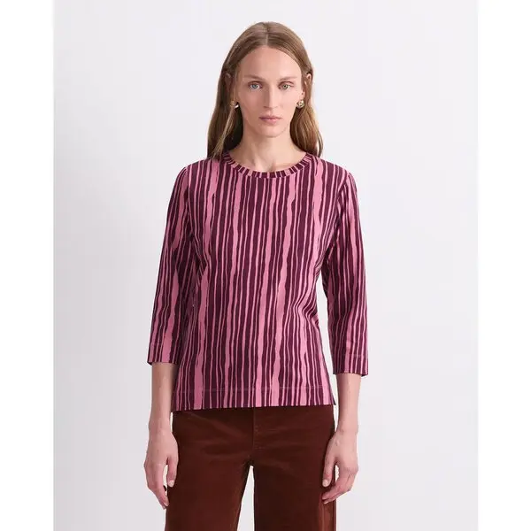 SPORTSCRAFT Mercerised Cotton Stripe Print 3/4 Sleeve Top