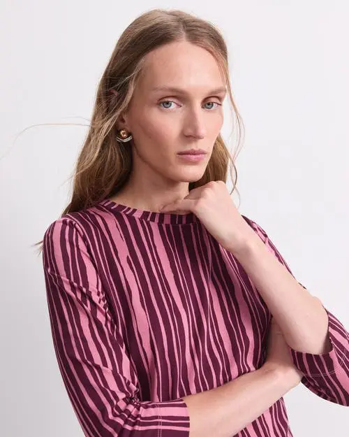 SPORTSCRAFT Mercerised Cotton Stripe Print 3/4 Sleeve Top