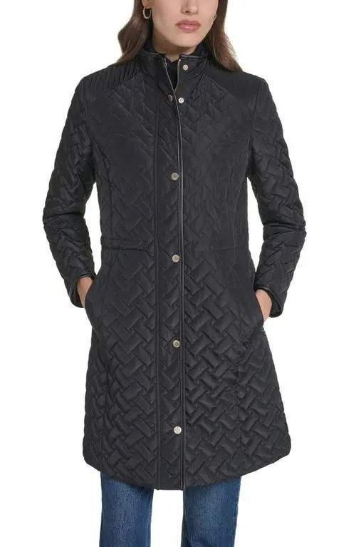 Cole Haan Signature Quilted Stand Collar Jacket - Black