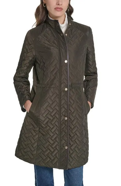 Cole Haan Signature Quilted Stand Collar Jacket - Olive