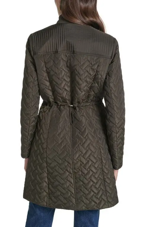 Cole Haan Signature Quilted Stand Collar Jacket - Olive