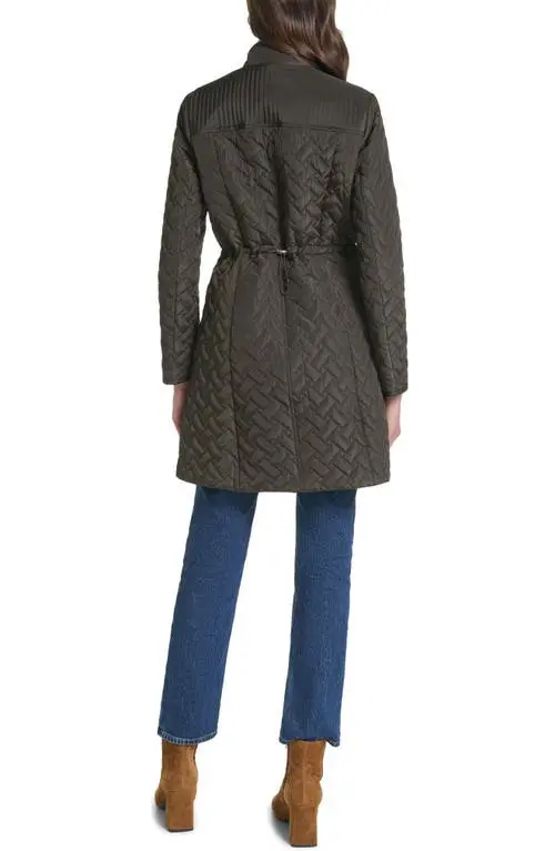 Cole Haan Signature Quilted Stand Collar Jacket - Olive