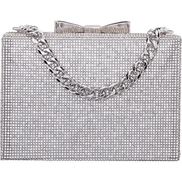 Nina Regalo Crystal Bow Clutch - Silver