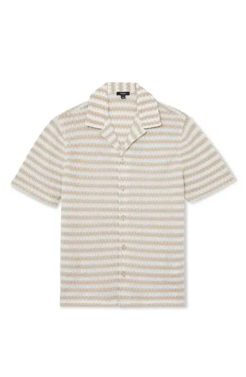 REISS Island Striped Knit Button-up Shirt