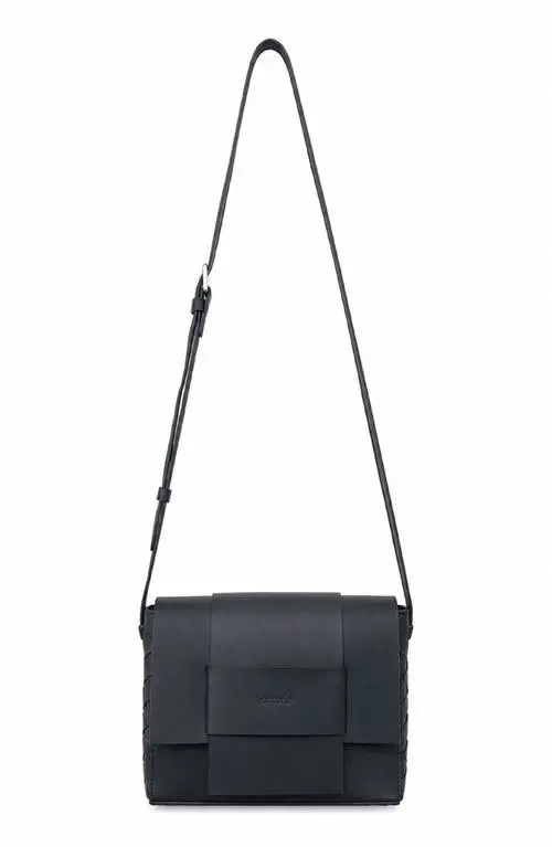Écotorie Iris Leather Crossbody Bag With Woven Panels - Black