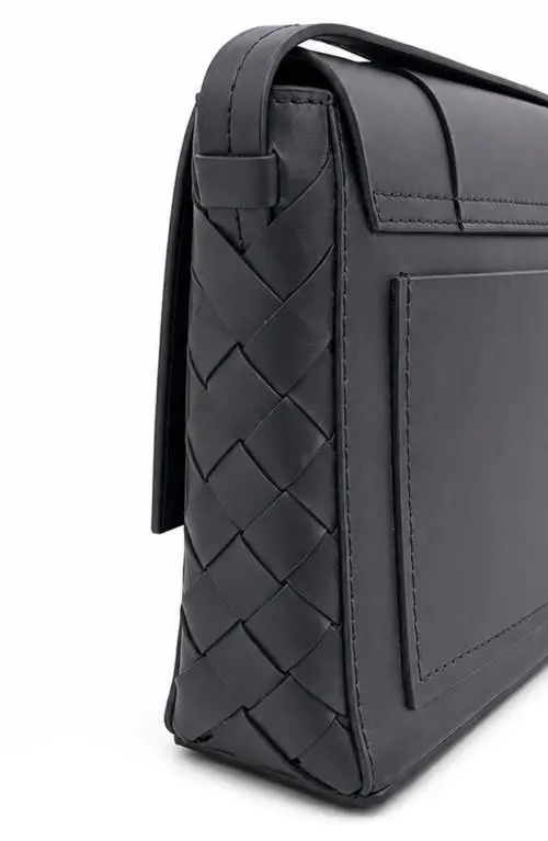 Écotorie Iris Leather Crossbody Bag With Woven Panels - Black
