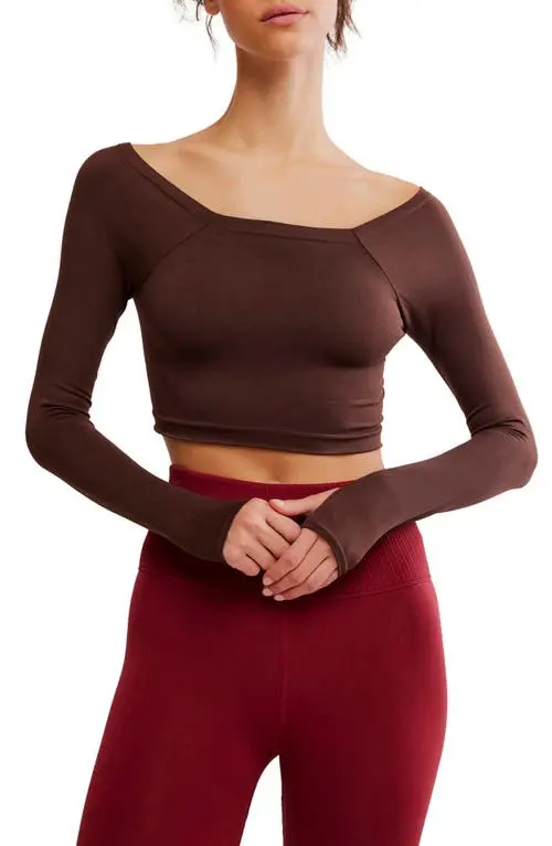 Free People High Plank Crop Top - Truffle