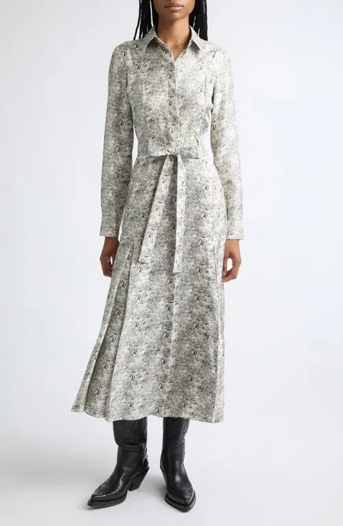 Gabriela Hearst Galway Long Sleeve Silk Shirtdress - Ivory Multi
