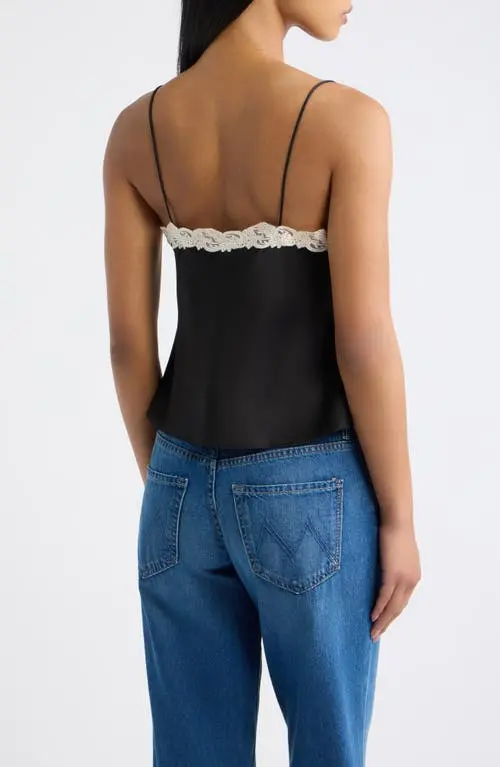 LoveShackFancy Roxsana Lace Trim Satin Camisole - Black