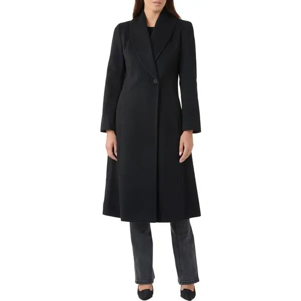 Sofia Cashmere Shawl Collar Pick Stitched Cashmere Princess Coat