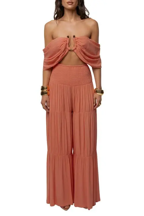 JLUXLABEL Hidden Gems Tier Pant Set - Peach