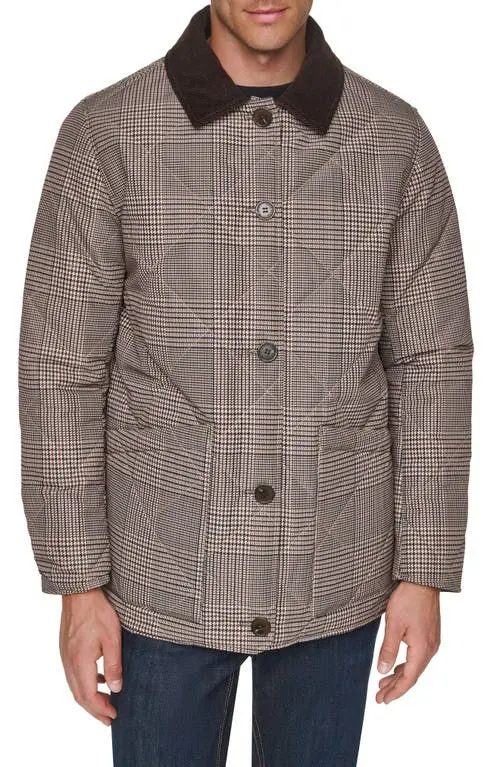 Cole Haan Oversized Diamond Quilt Reversible Jacket - Brown Multi