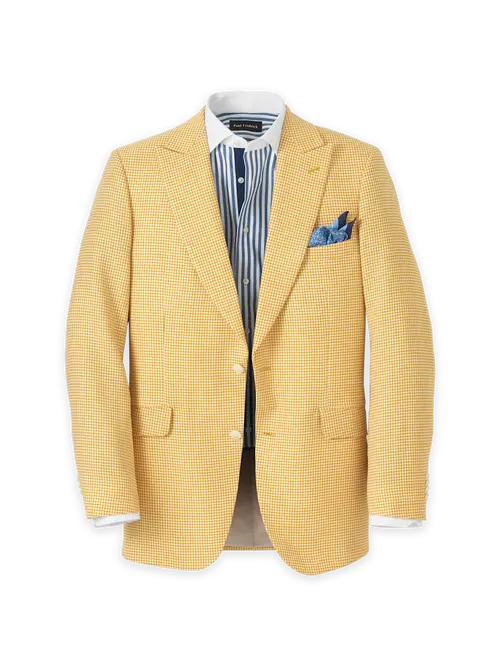 PAUL FREDRICK Houndstooth Wool Single Breasted Peak Lapel Sport Coat