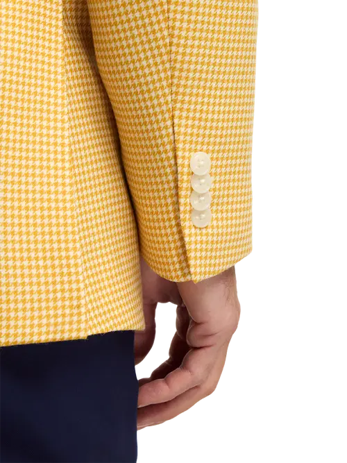 PAUL FREDRICK Houndstooth Wool Single Breasted Peak Lapel Sport Coat