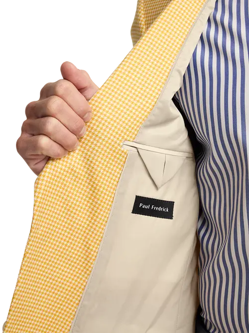 PAUL FREDRICK Houndstooth Wool Single Breasted Peak Lapel Sport Coat