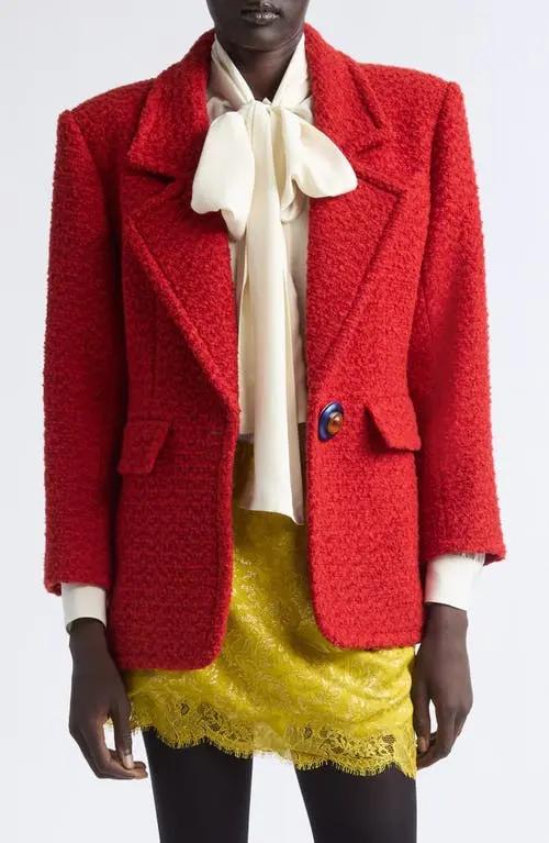 Saint Laurent One-button Wool & Silk Blend Tweed Jacket - Roux