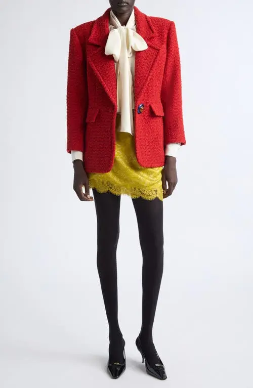 Saint Laurent One-button Wool & Silk Blend Tweed Jacket