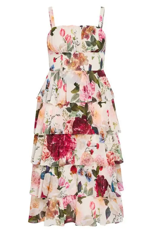 City Chic Daniela Floral Print Sleeveless Midi Dress