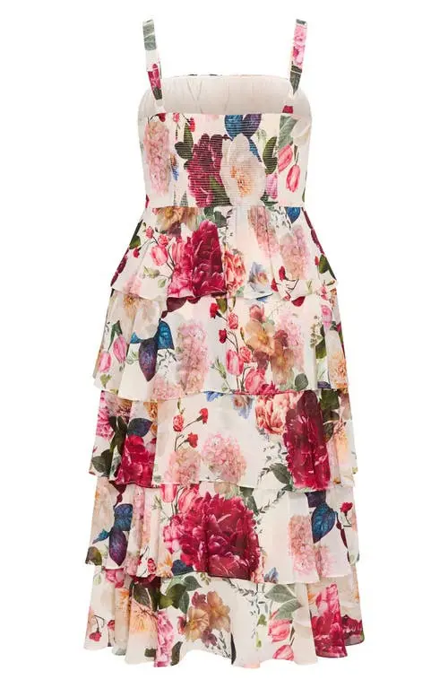 City Chic Daniela Floral Print Sleeveless Midi Dress
