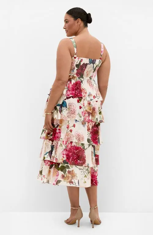 City Chic Daniela Floral Print Sleeveless Midi Dress